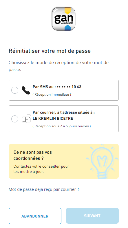 Aide Espace Client - Difficultés de connexion - Gan.fr